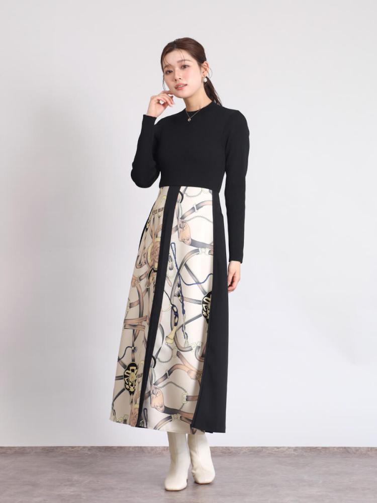 【NEW】フェンネル（FENNEL）/スカーフプリントドッキングワンピース スカーフプリントドッキングワンピース - FENNEL - FENNEL｜YAMADAYA STORE