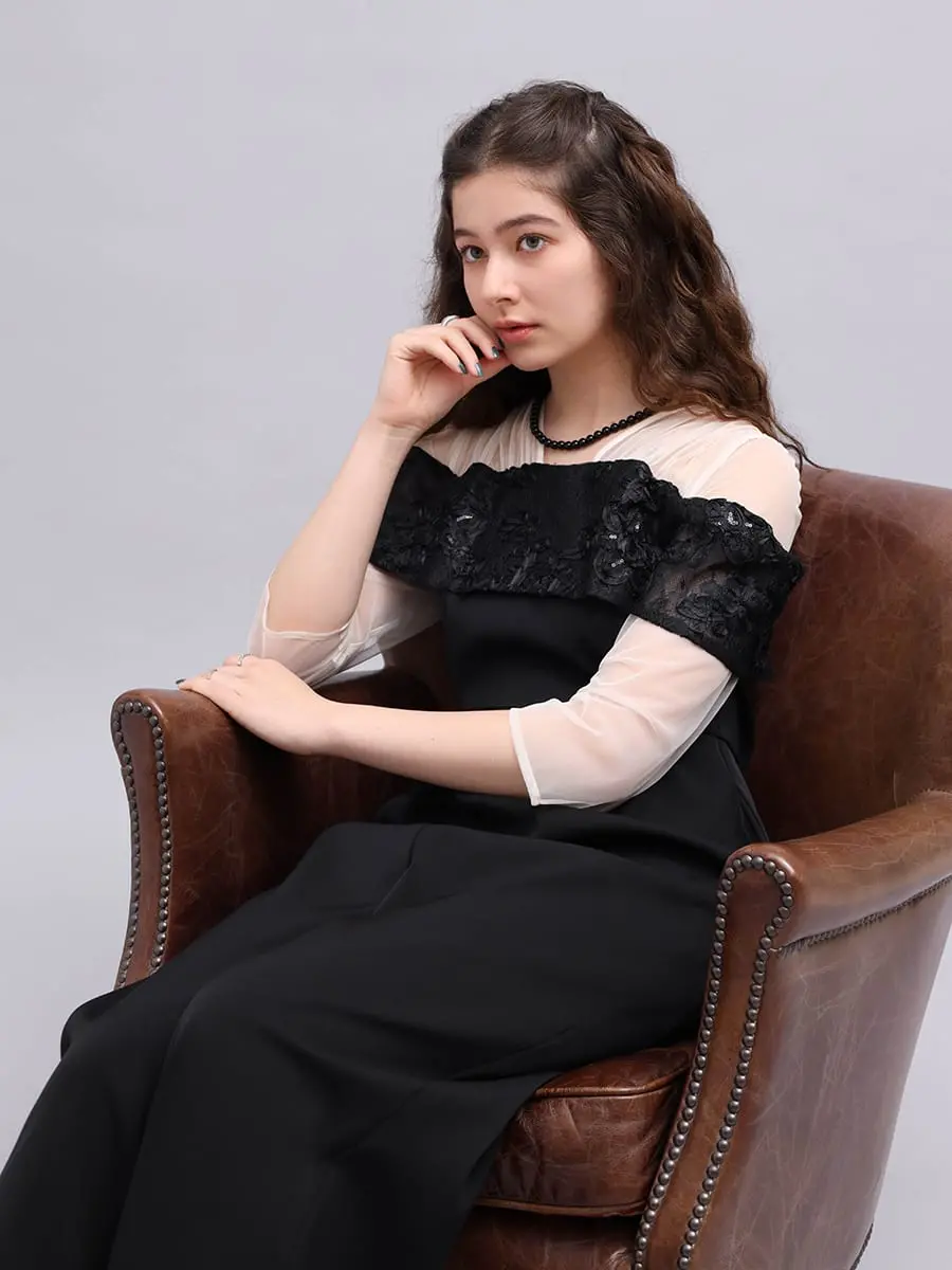 チュールオフショルダーパンツドレス - petirobe - petirobe｜YAMADAYA